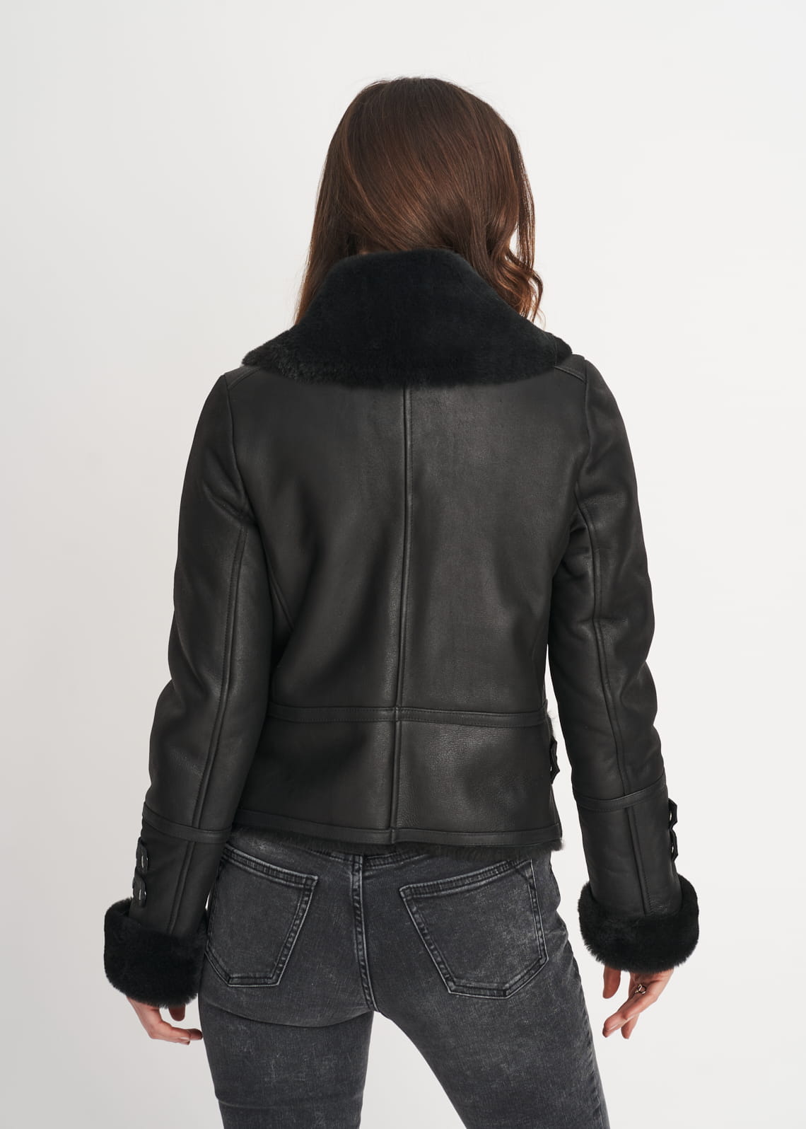 Kożuch damski pilotka czarny AKD-16BL | Alaska-Shop.com